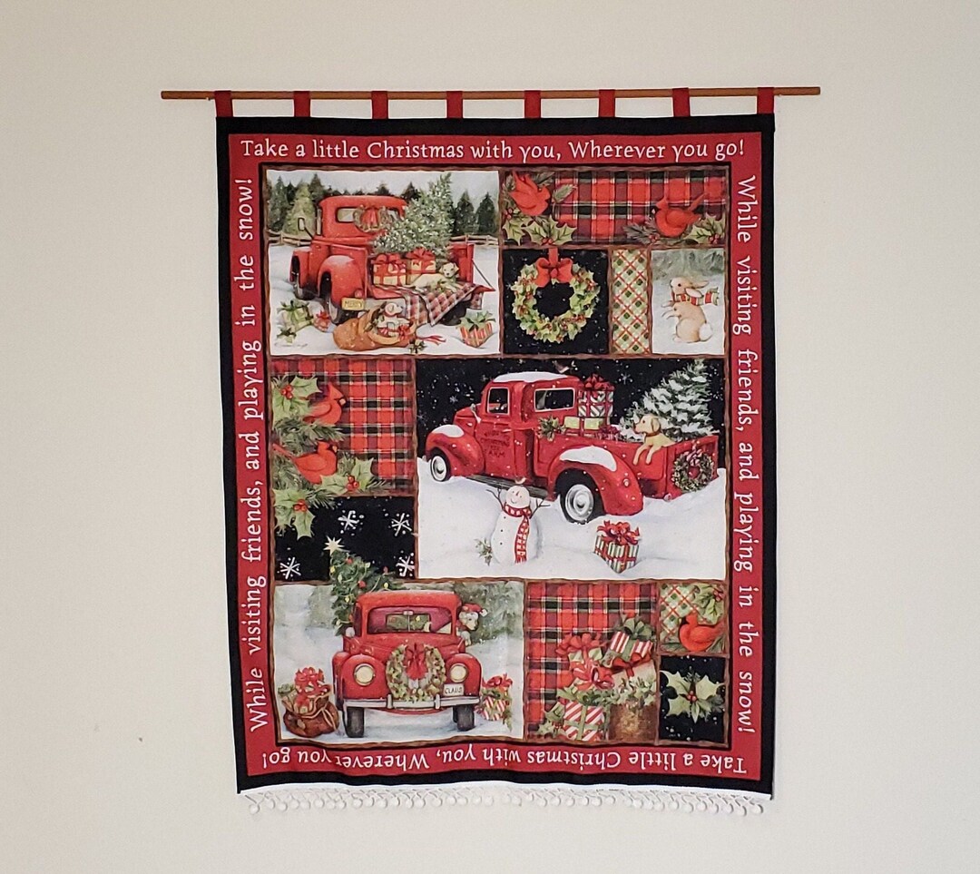 Frosty's Tree Farm Fabric Panel Wall Art Decor With Red - Etsy