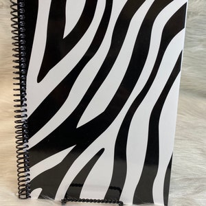 Zebra Spiral Notebook - Zebra Print Notebook - Blank Notebook - Lined ...