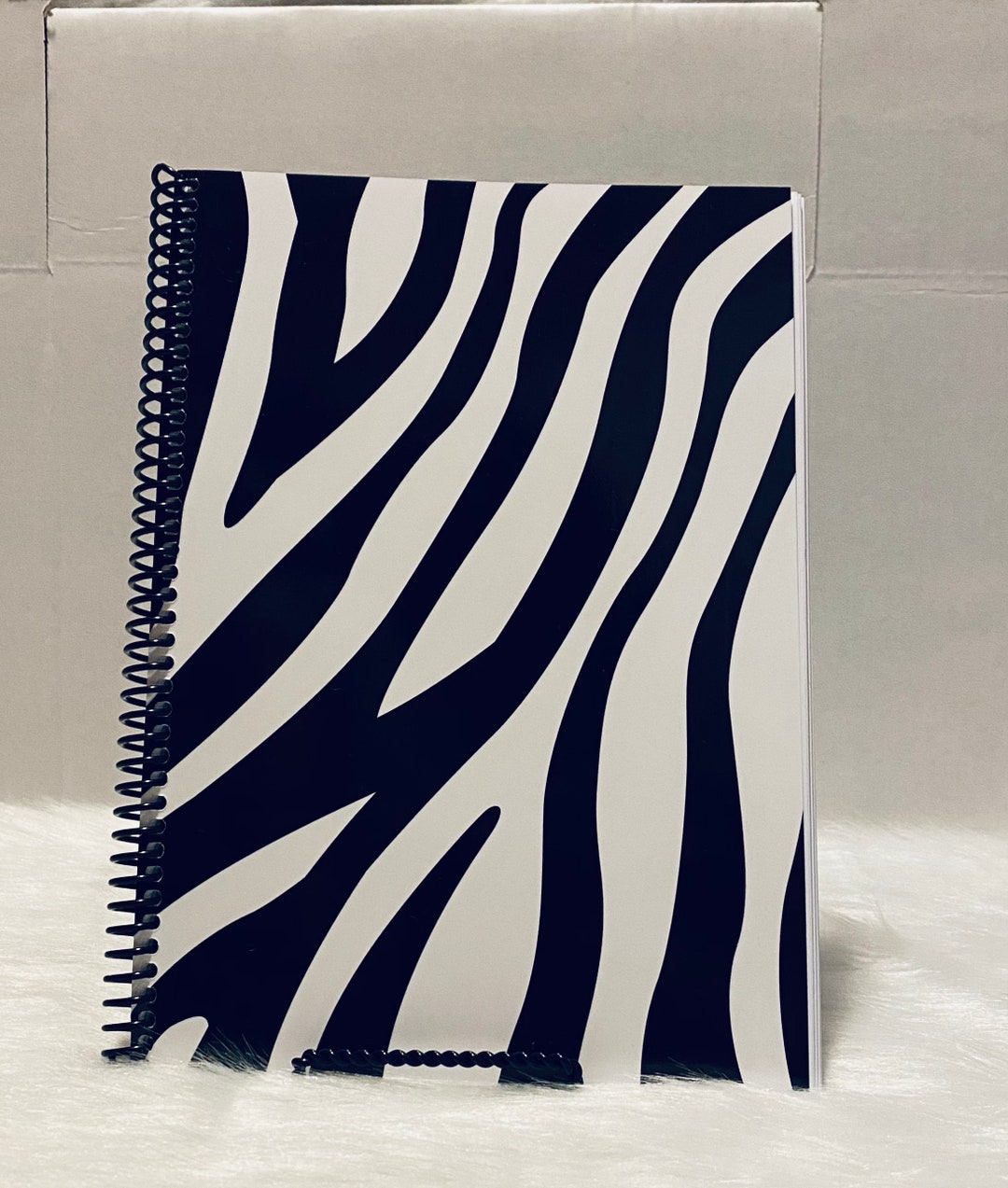 Zebra Spiral Notebook - Zebra Print Notebook - Blank Notebook - Lined ...