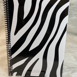 Zebra Spiral Notebook - Zebra Print Notebook - Blank Notebook - Lined ...