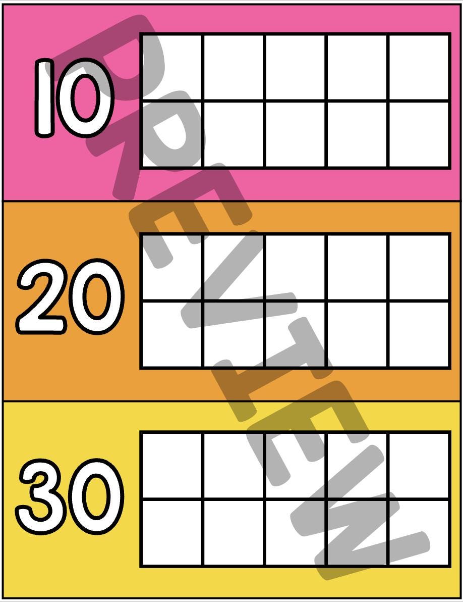 Days in School Ten Frames Display | Bright and Traditional Rainbow - Etsy