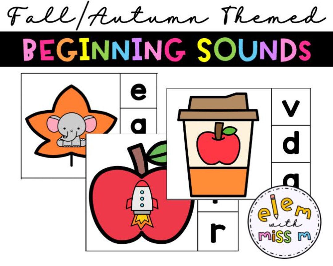 Beginning Sound Matching Literacy Center | Fall or Autumn Themed ...