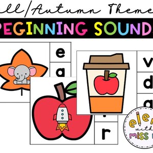 Beginning Sound Matching Literacy Center | Fall or Autumn Themed ...