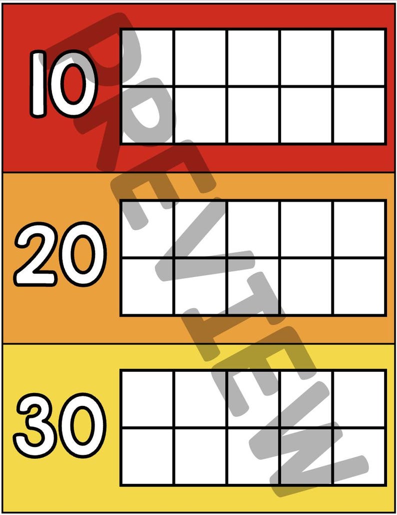 Days in School Ten Frames Display | Bright and Traditional Rainbow - Etsy