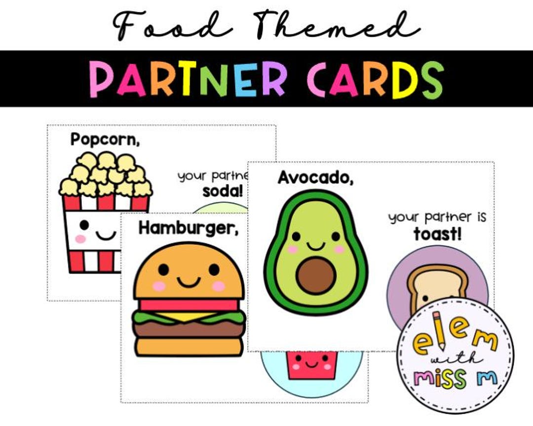 Partner Pairing Cards (food Themed) - Etsy