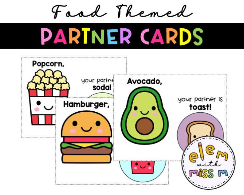 Partner Pairing Cards (food Themed) - Etsy