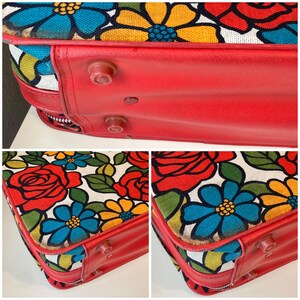 Vintage Small Red Floral Suitcase /travel Bag Luggage ~ Collectible - Etsy