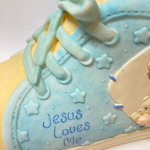 1999 Precious Moments "jesus Loves Me" Blue Bootie Shoe Bank ...