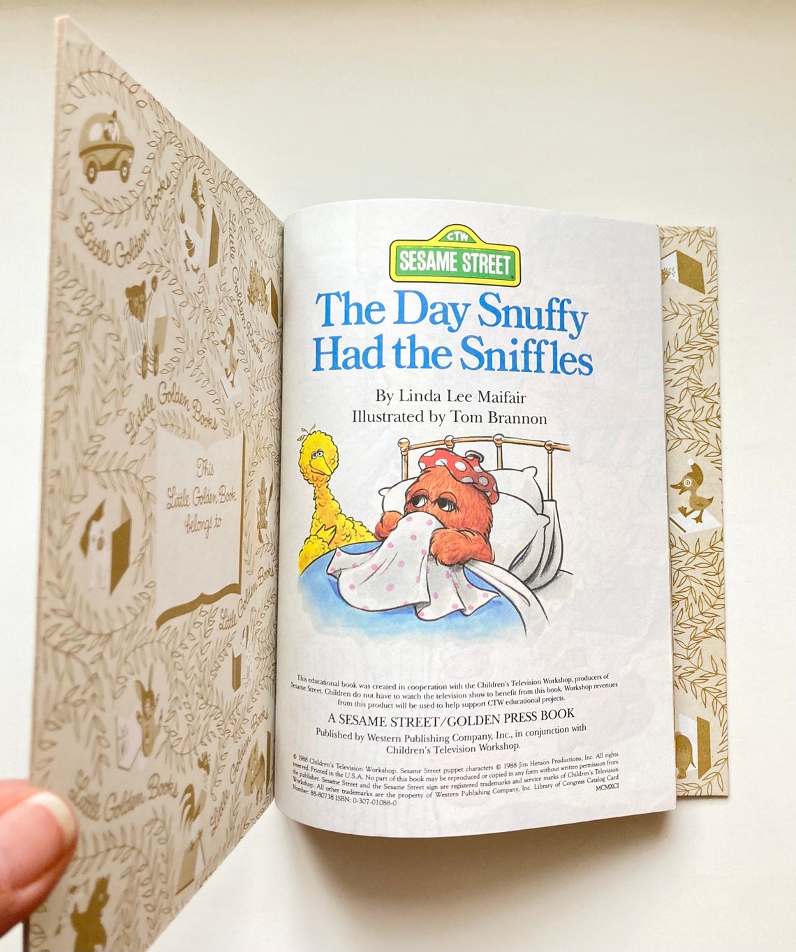 1991 Vintage Sesame Street "the Day Snuffy Had the Sniffles" A Little ...