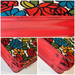 Vintage Small Red Floral Suitcase /travel Bag Luggage ~ Collectible - Etsy