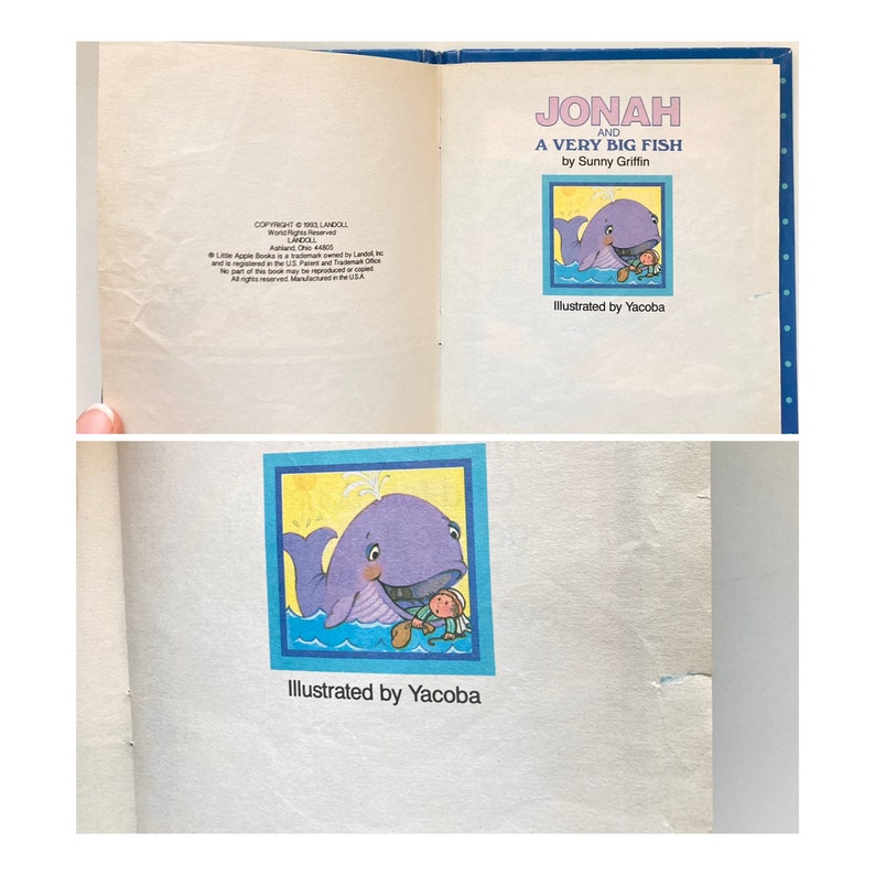 1993 Vintage Landoll "jonah & A Very Big Fish" Children's Book ...