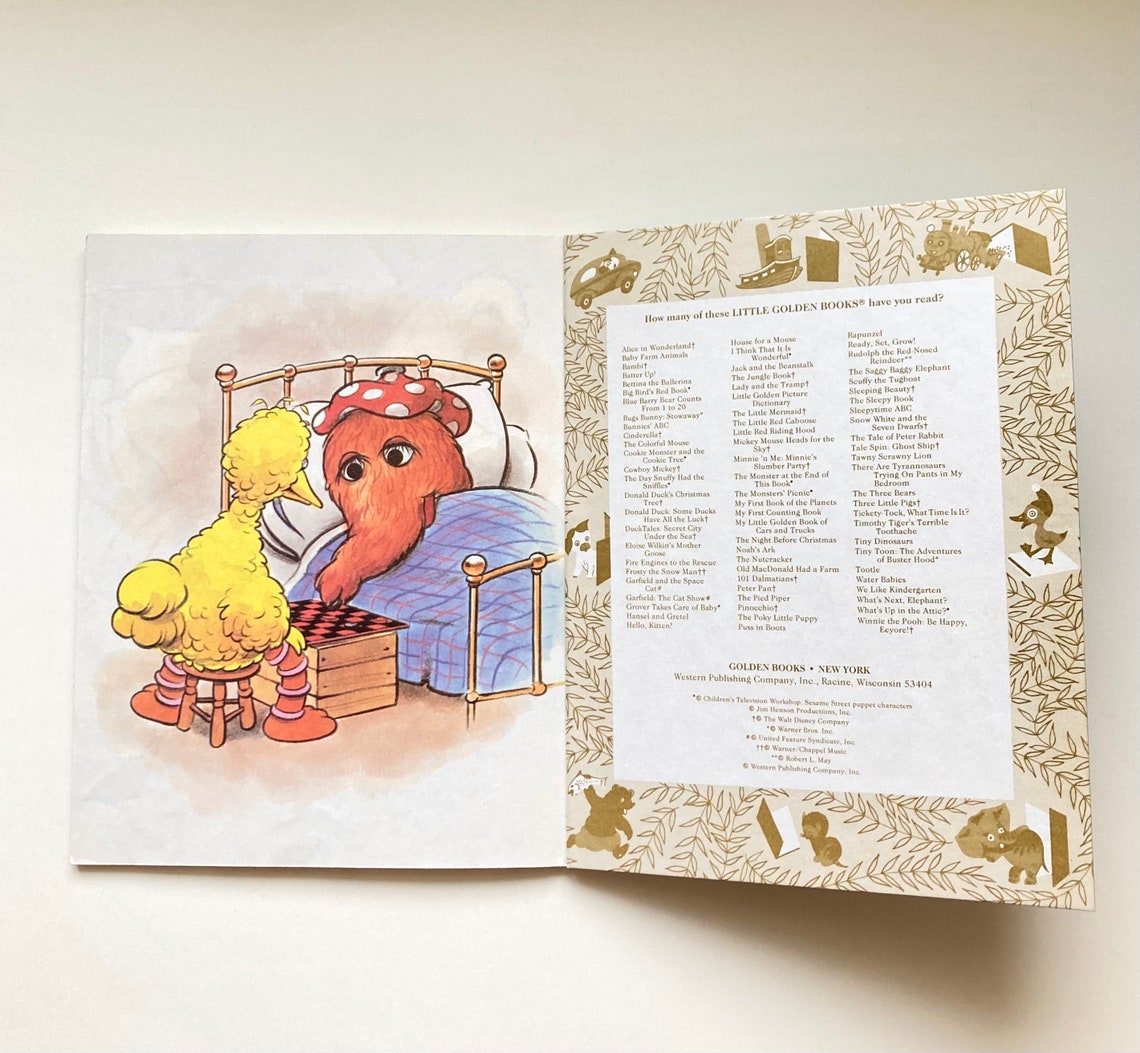 1991 Vintage Sesame Street "the Day Snuffy Had the Sniffles" A Little ...