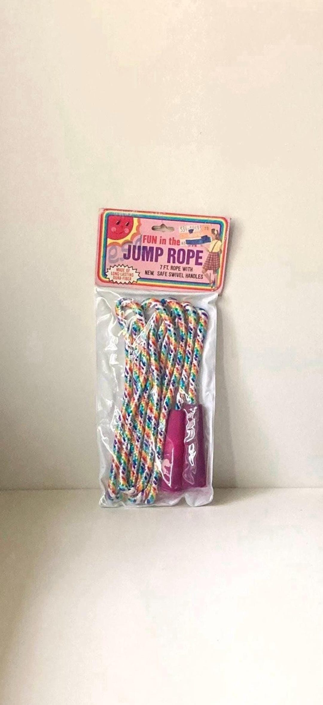 1985 Vintage "fun in the Sun" 7 Ft. Rainbow Jump Rope W/swivel Handles ...
