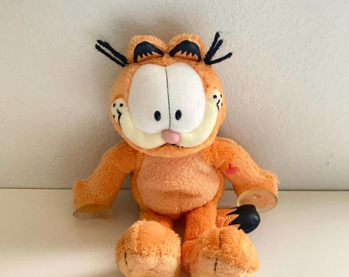 Vintage Ty Beanie Baby Garfield "stuck on You" 9" Plush ~ Window Cling ...