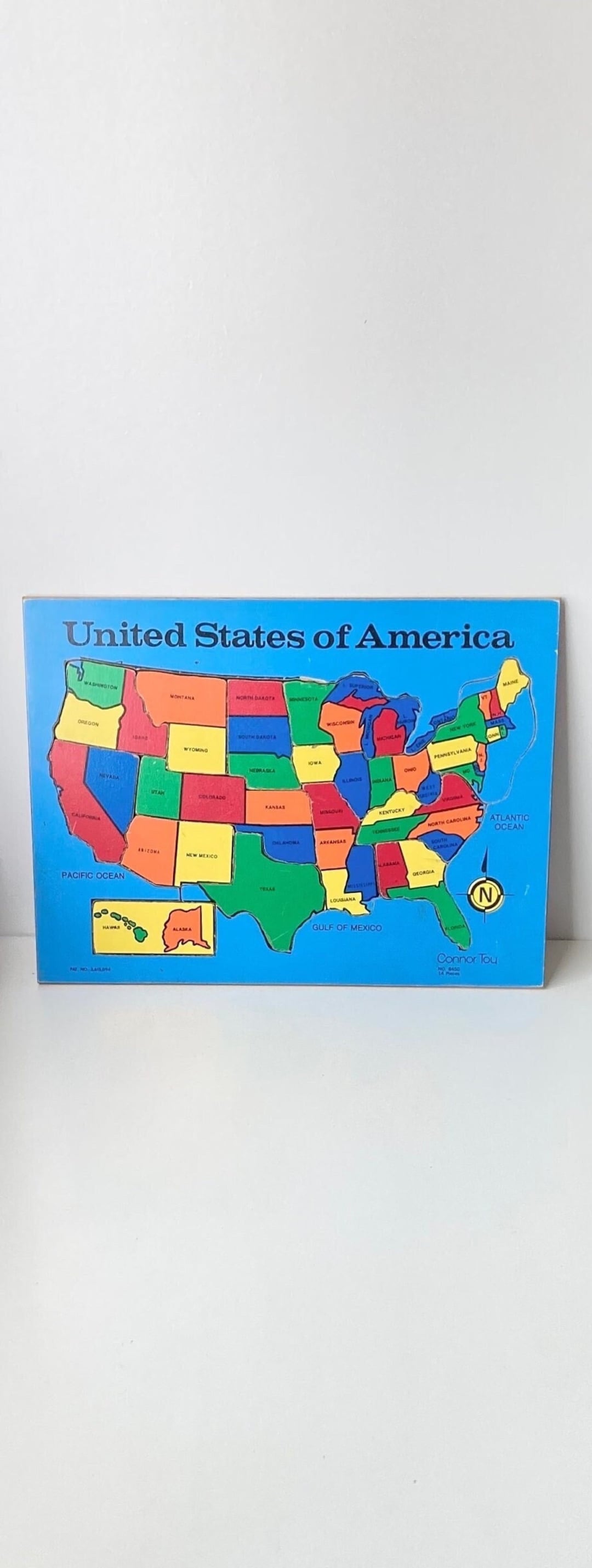 Vintage Connor Toy 14-piece Wooden United States Puzzle No. 8450 ...
