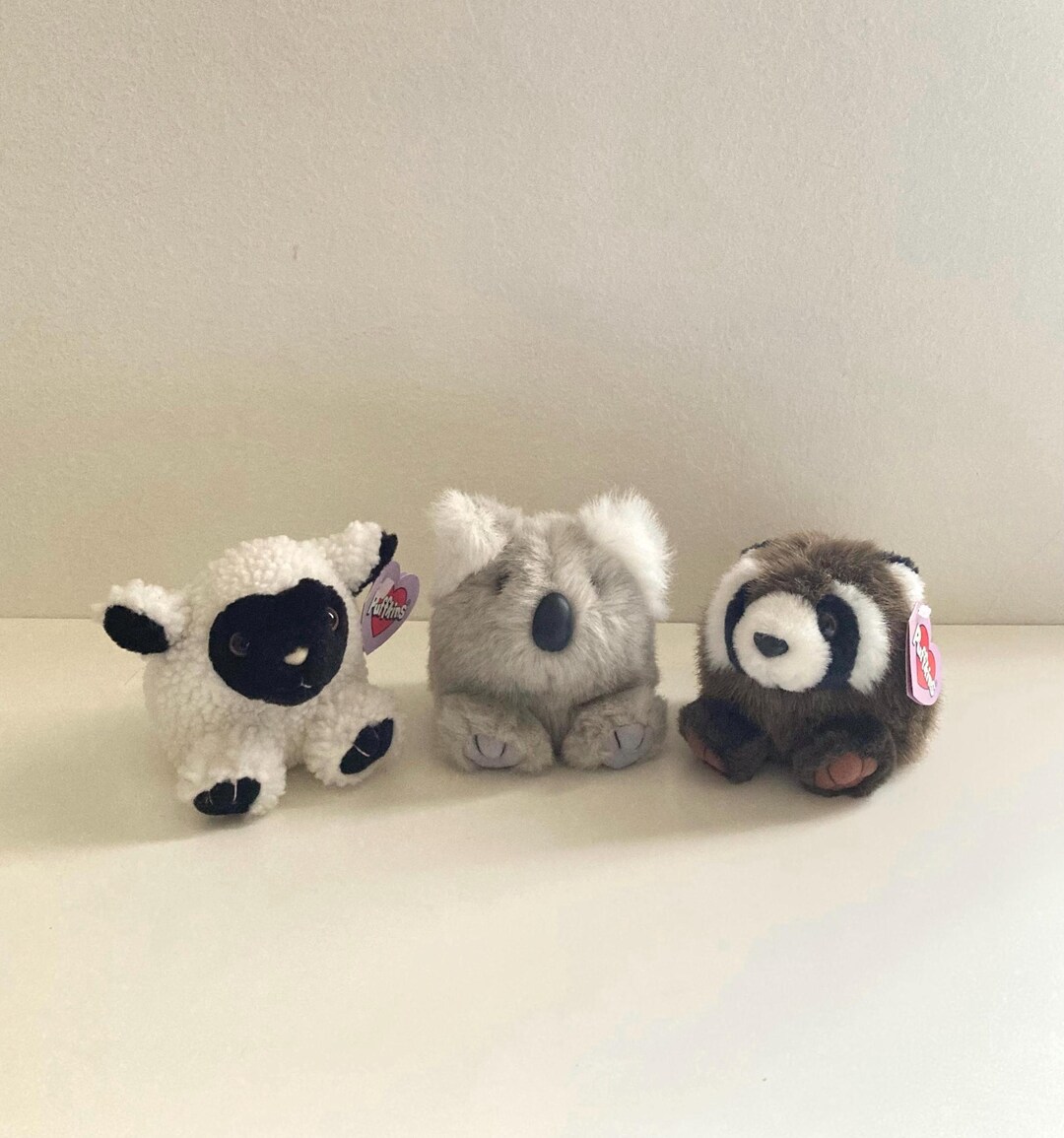 1997 Vintage Puffkins "bandit" Raccoon, "lizzy" the Sheep & "aussie ...
