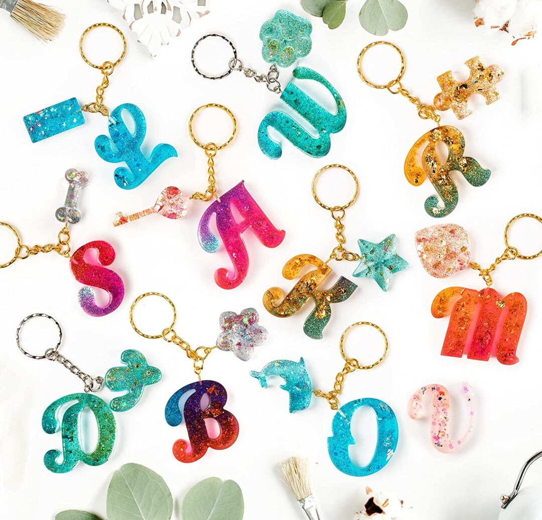 Epoxy Resin Initial Keyring - Etsy