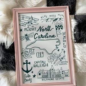 North Carolina State Art Print – Vintage Map Illustration, Outer Banks ...