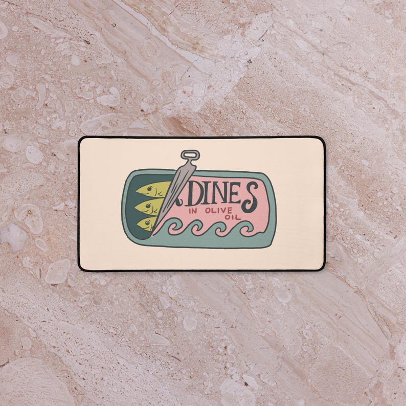 Sardines Desk Mat | Aesthetic Fish Desk Pad | Cute Ocean-inspired Mouse ...