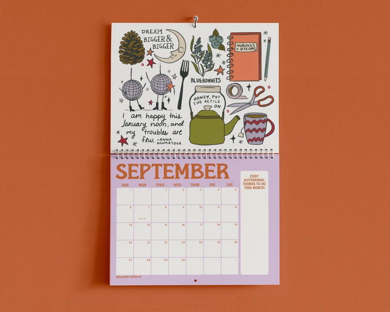 2026 Whimsical Doodle Artistic Wall Calendar Creative - Unique Design ...