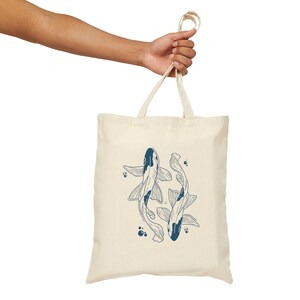 Blue Koi Fish Tote Bag | Aesthetic Trendy Tote Bag | Gifts for Teen ...