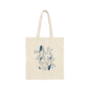 Blue Koi Fish Tote Bag | Aesthetic Trendy Tote Bag | Gifts for Teen ...