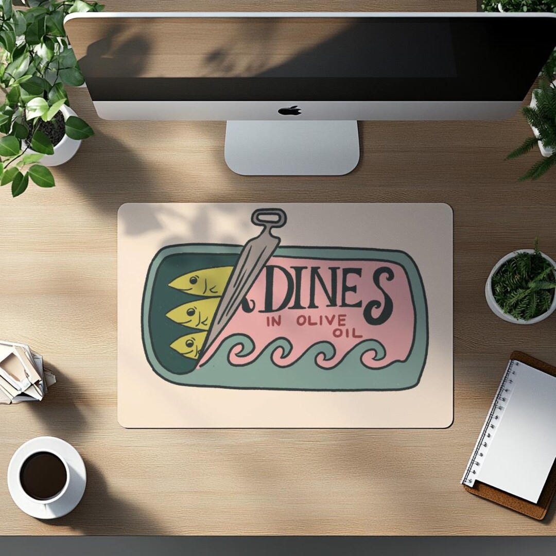Sardines Desk Mat | Aesthetic Fish Desk Pad | Cute Ocean-inspired Mouse ...