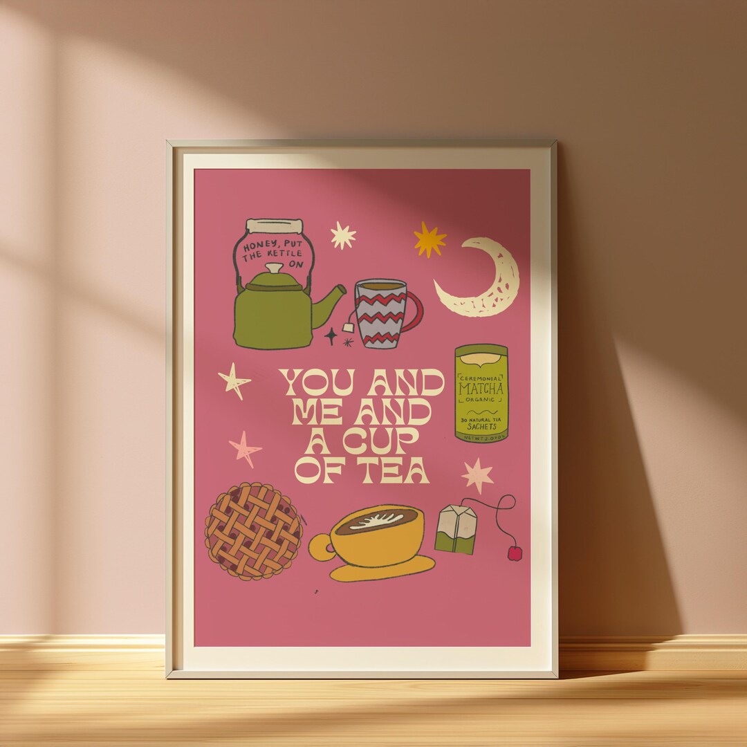 You and Me and a Cup of Tea Wall Art Print – Whimsical Cozy Home Decor ...