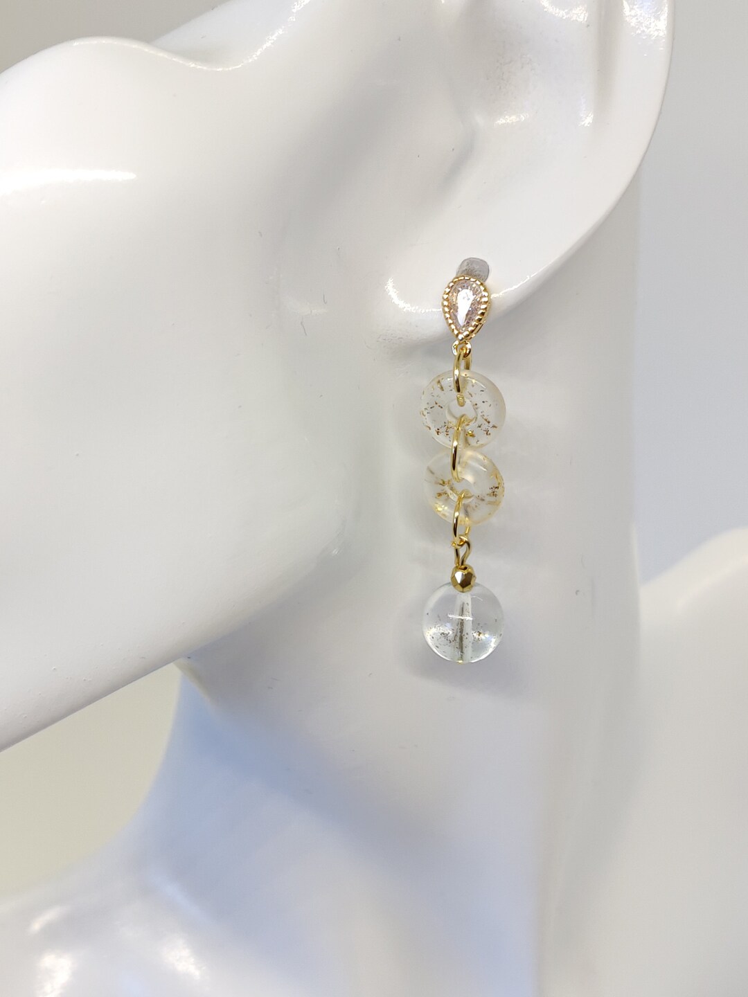 Long Hanging Earrings Gold, Pearl Earrings Clear/transparent, Striking ...