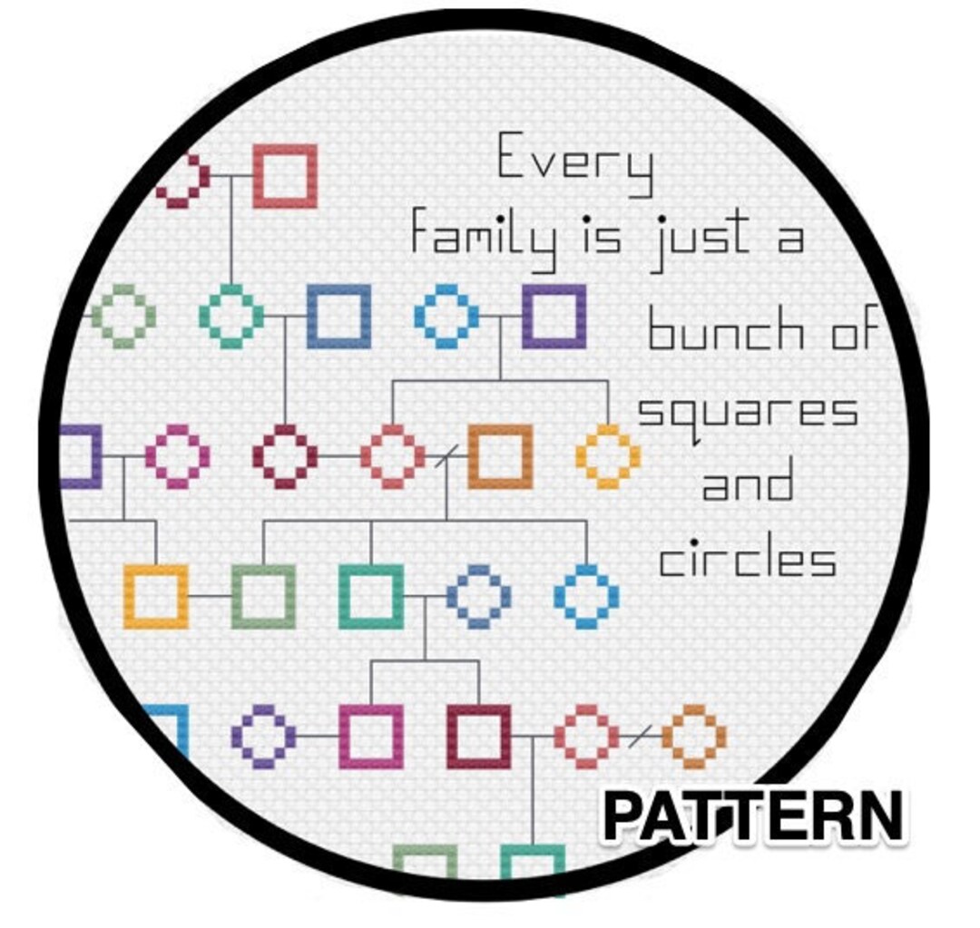 Family Tree Genogram Squares and Circles Cross Stitch Pattern - Etsy