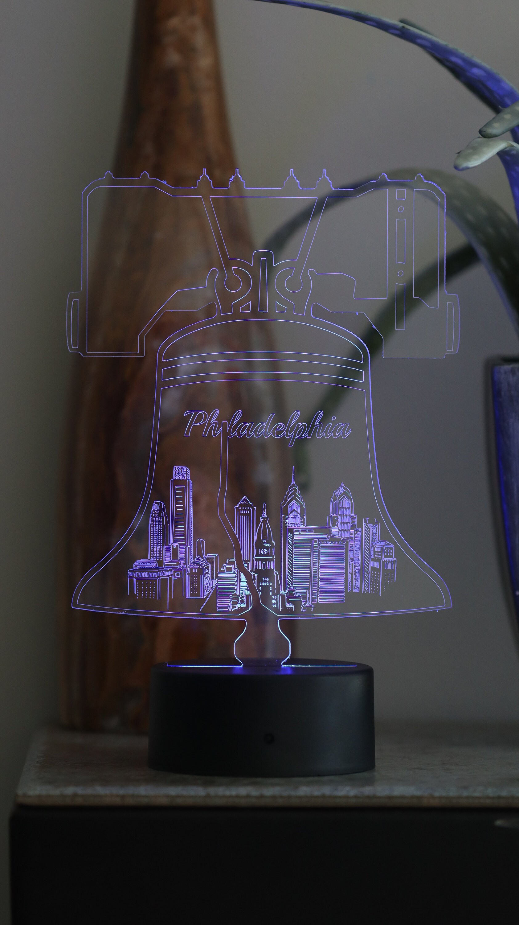 Philadelphia, Skyline, Liberty Bell, Engraved Acrylic, Color Changing ...