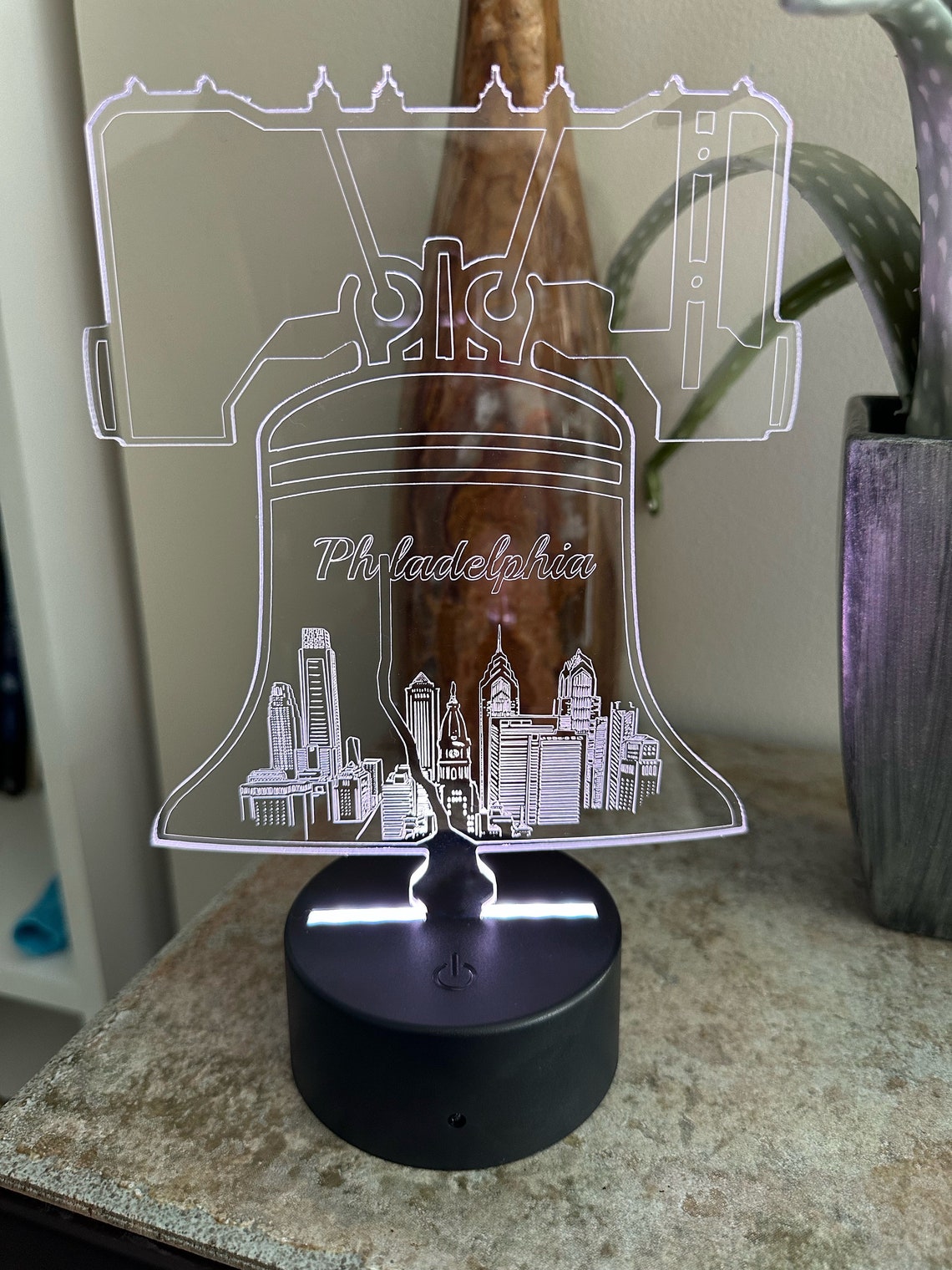 Philadelphia, Skyline, Liberty Bell, Engraved Acrylic, Color Changing ...