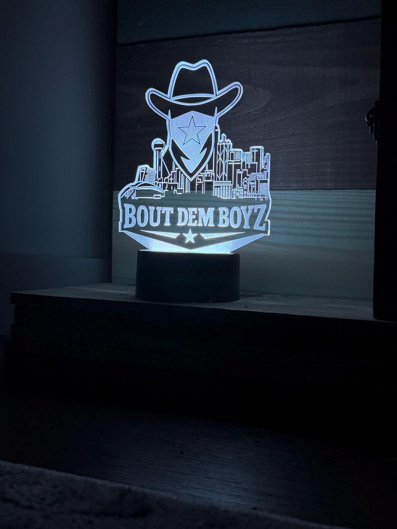 Cowboys LED Nightlight , Dallas Fan Gift, Sports Man Cave Decor ...
