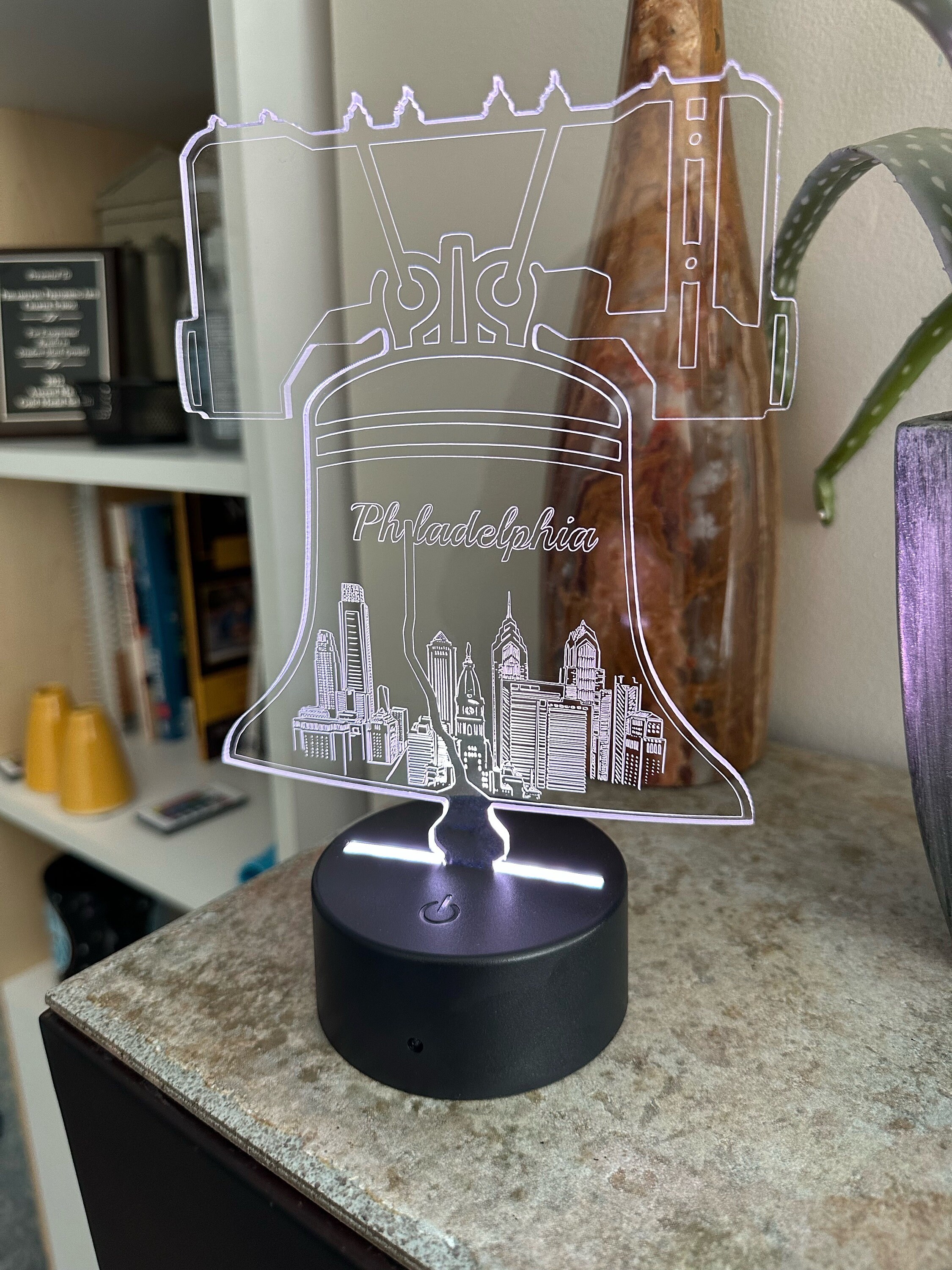 Philadelphia, Skyline, Liberty Bell, Engraved Acrylic, Color Changing ...