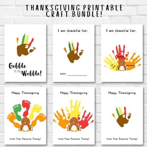 Thanksgiving Turkey Handprint Art Printable Craft Bundle | Thankful ...