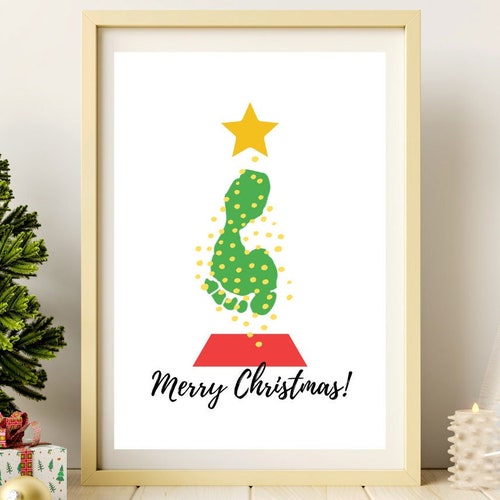 Merry Christmas Handprint Art Printable Christmas Tree - Etsy