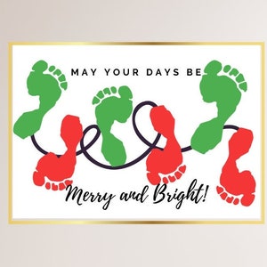 Christmas Lights Handprint and Footprint Art Printable Merry and Bright ...