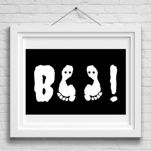 Halloween BOO! Handprint Art Printable | Halloween Ghost Footprint Art ...