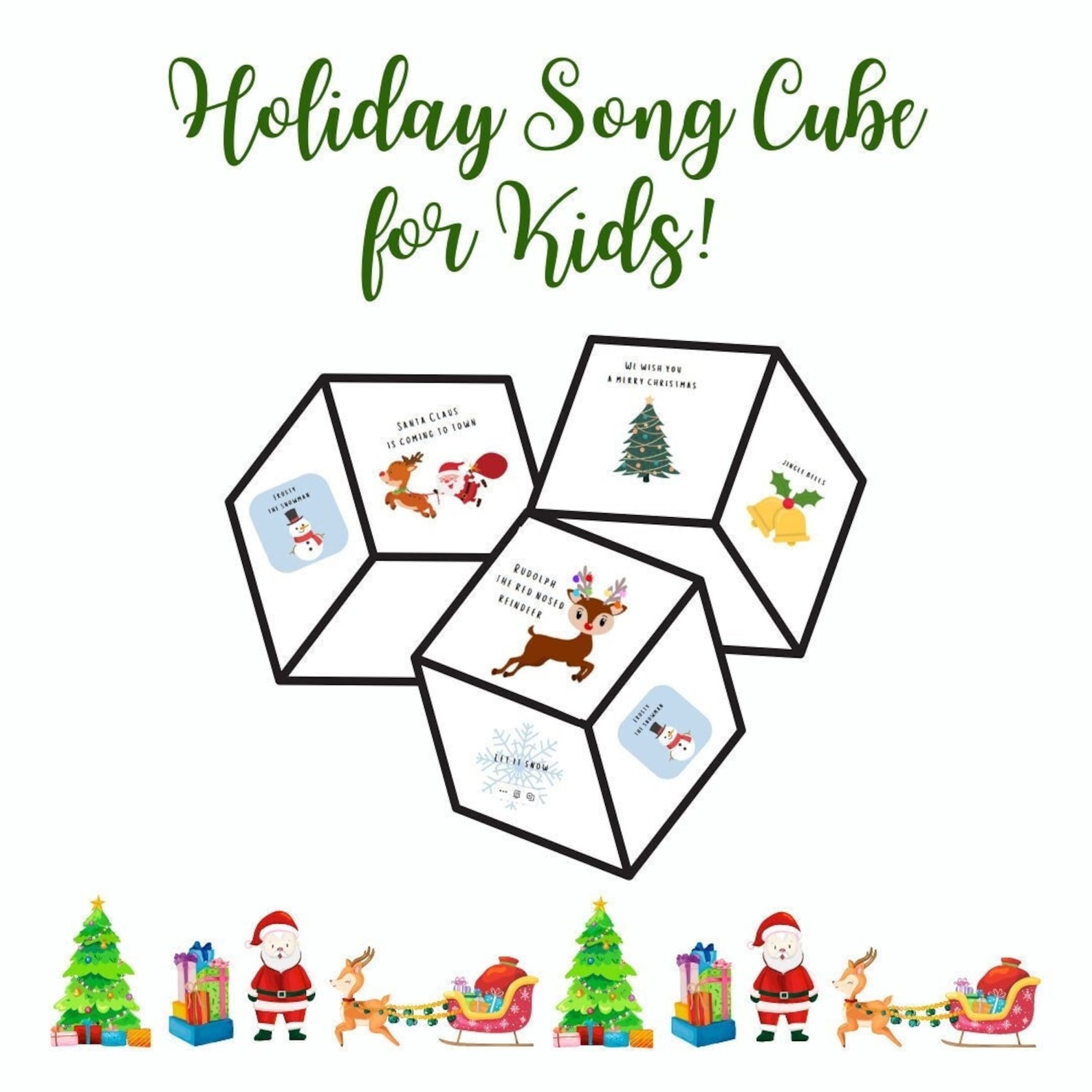 Printable Holiday Song Cube | Children Christmas Song Dice | Creative ...