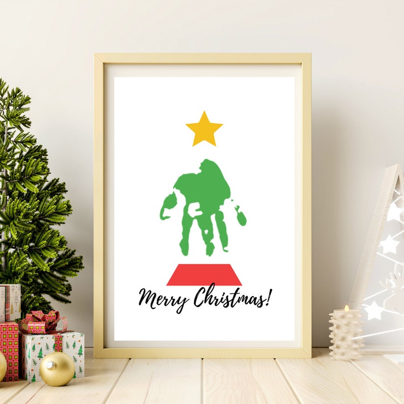 Merry Christmas Handprint Art Printable Christmas Tree - Etsy