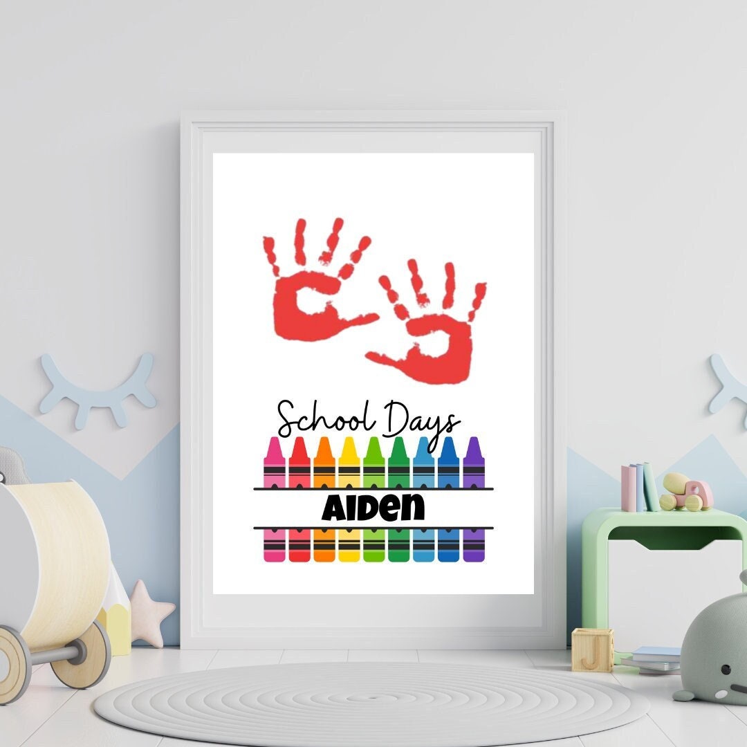Back to School Handprint Art First Day of School Footprint Art Custom ...