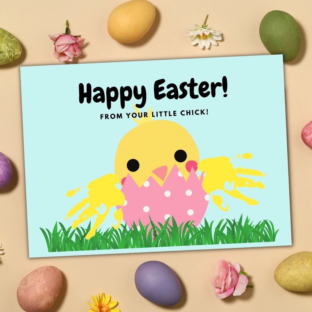 Happy Easter Footprint Art Little Chick Footprint Craft Easter ...