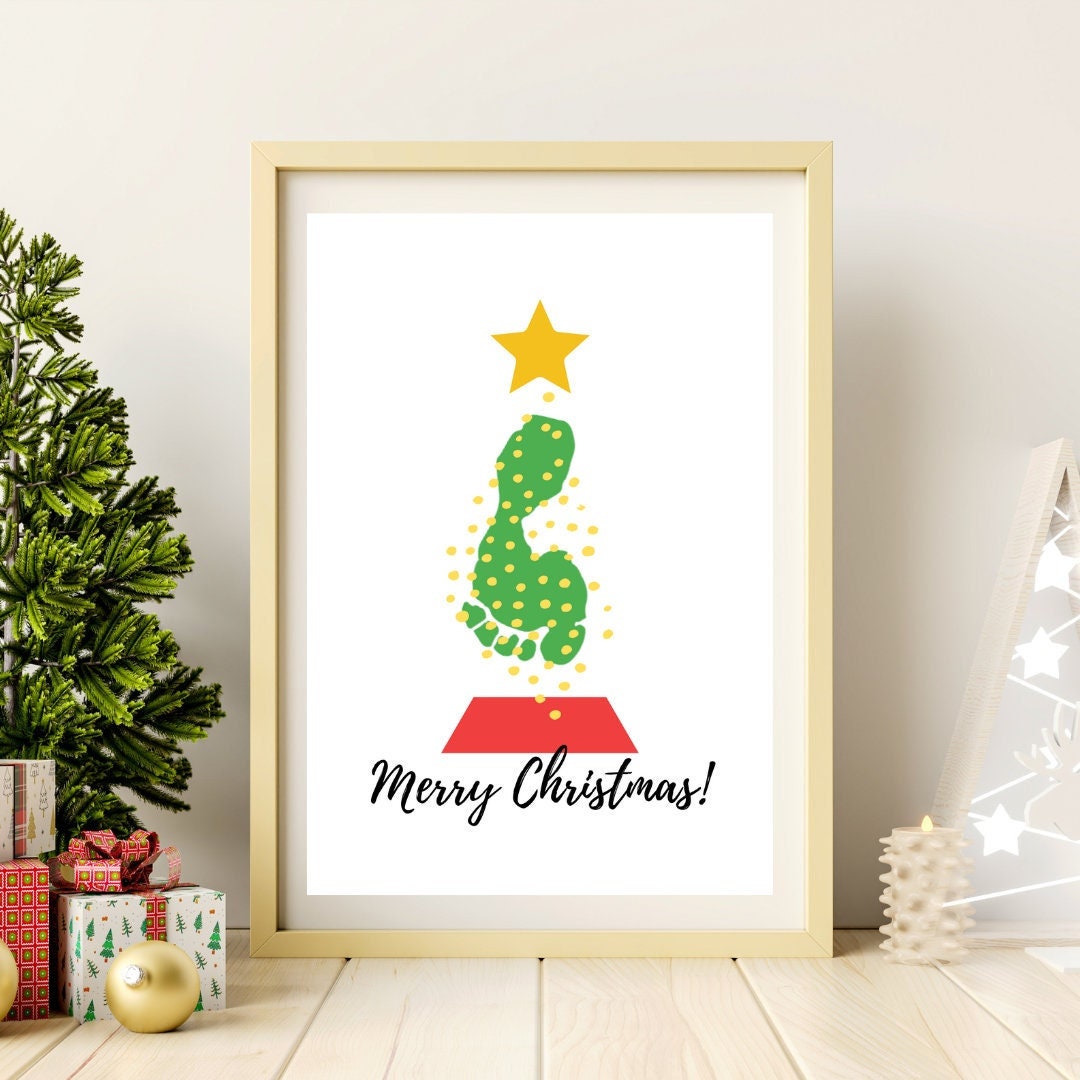 Merry Christmas Handprint Art Printable Christmas Tree Holiday ...