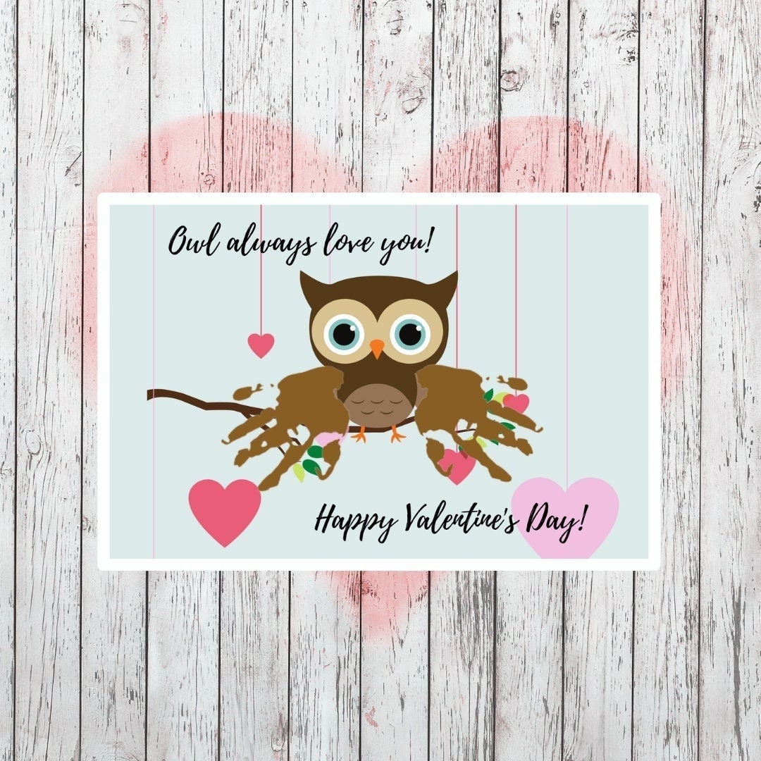 Valentine Handprint Art Printable Valentine's Day Footprint Craft for ...