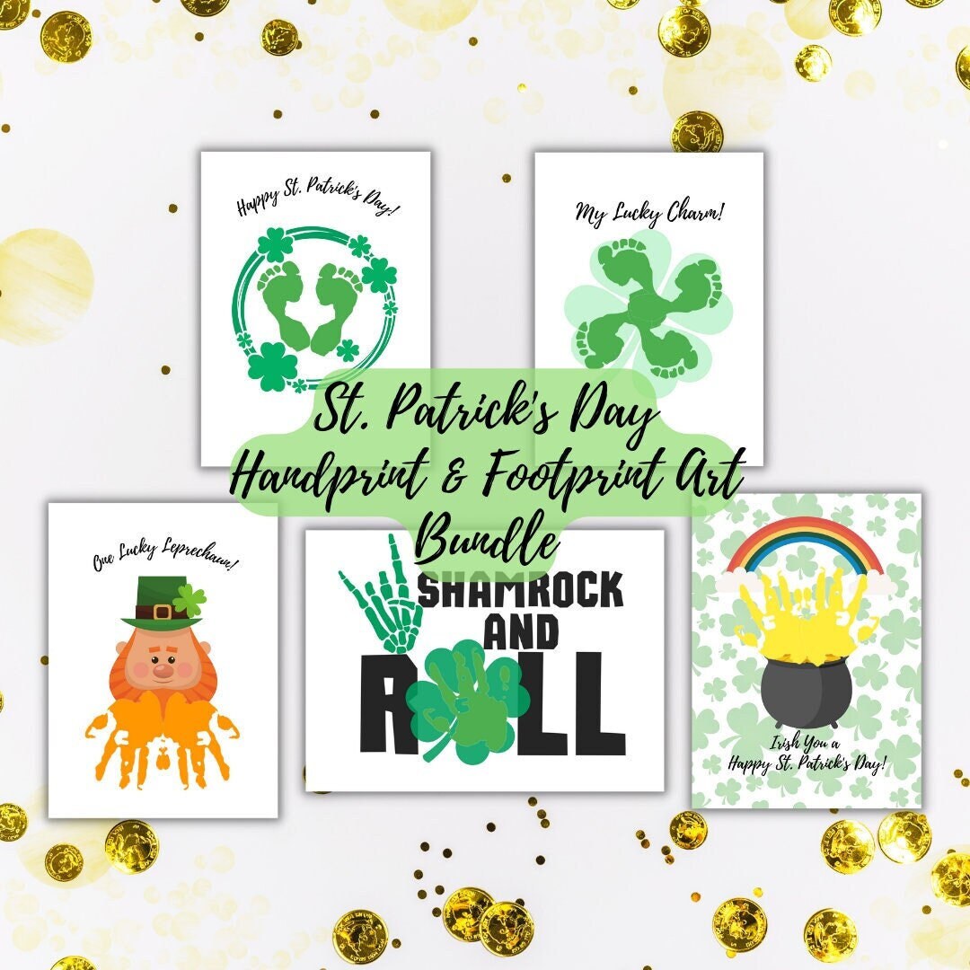 St. Patrick's Day Footprint Art Bundle | St. Patrick's Day Handprint ...