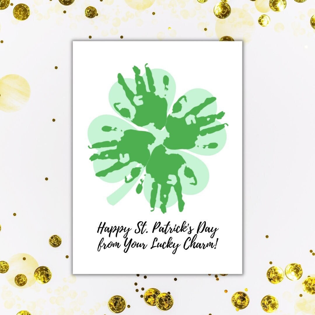 St. Patrick's Day Handprint Printable St. Patrick's Day Footprint Art ...