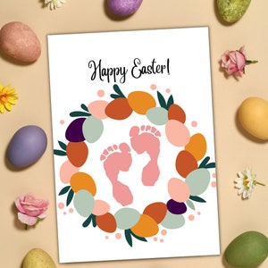 Happy Easter Handprint Printable | Easter Footprint Art | Easter ...