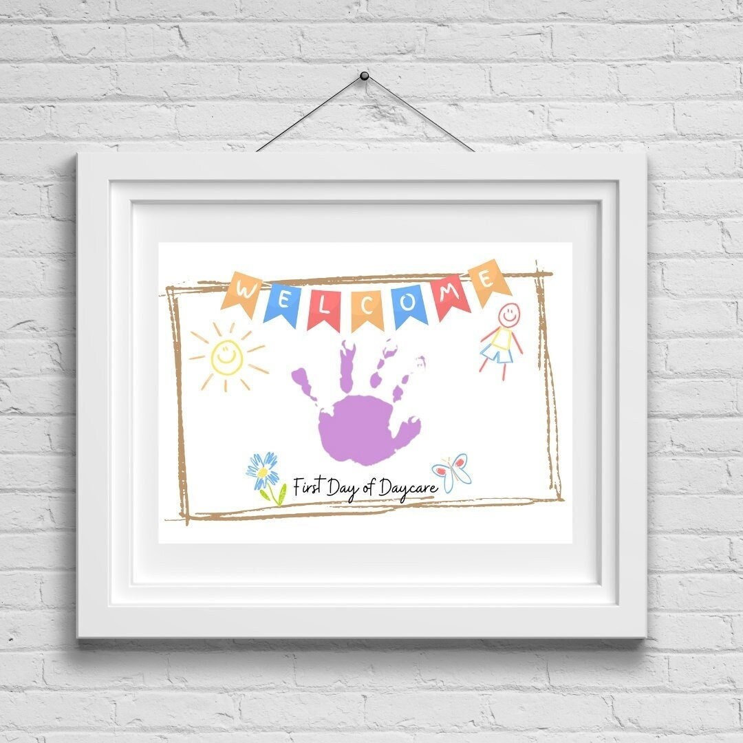First Day of Daycare Footprint Art | First Day of Daycare Handprint Art ...