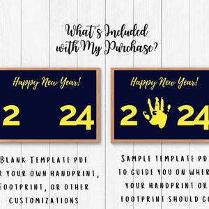 2024 Happy New Year Handprint Art Printable | 2024 New Year Footprint ...