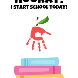 Back to School Apple Handprint Art Printable | Back to School Footprint ...